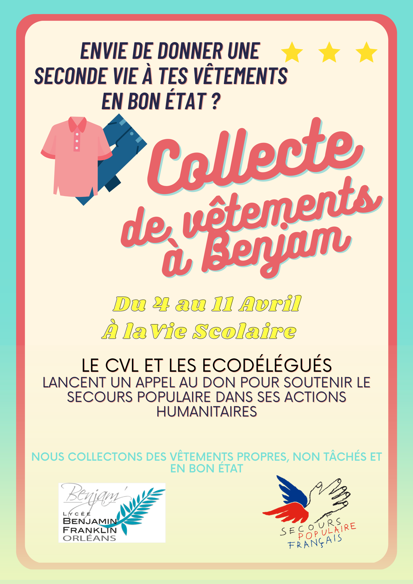 Collecte de vêtements - Lycée Benjamin Franklin